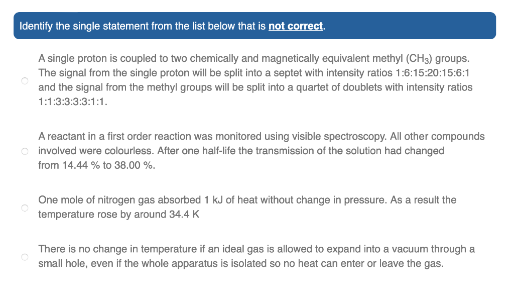 Solved Identify the single statement from the list below | Chegg.com
