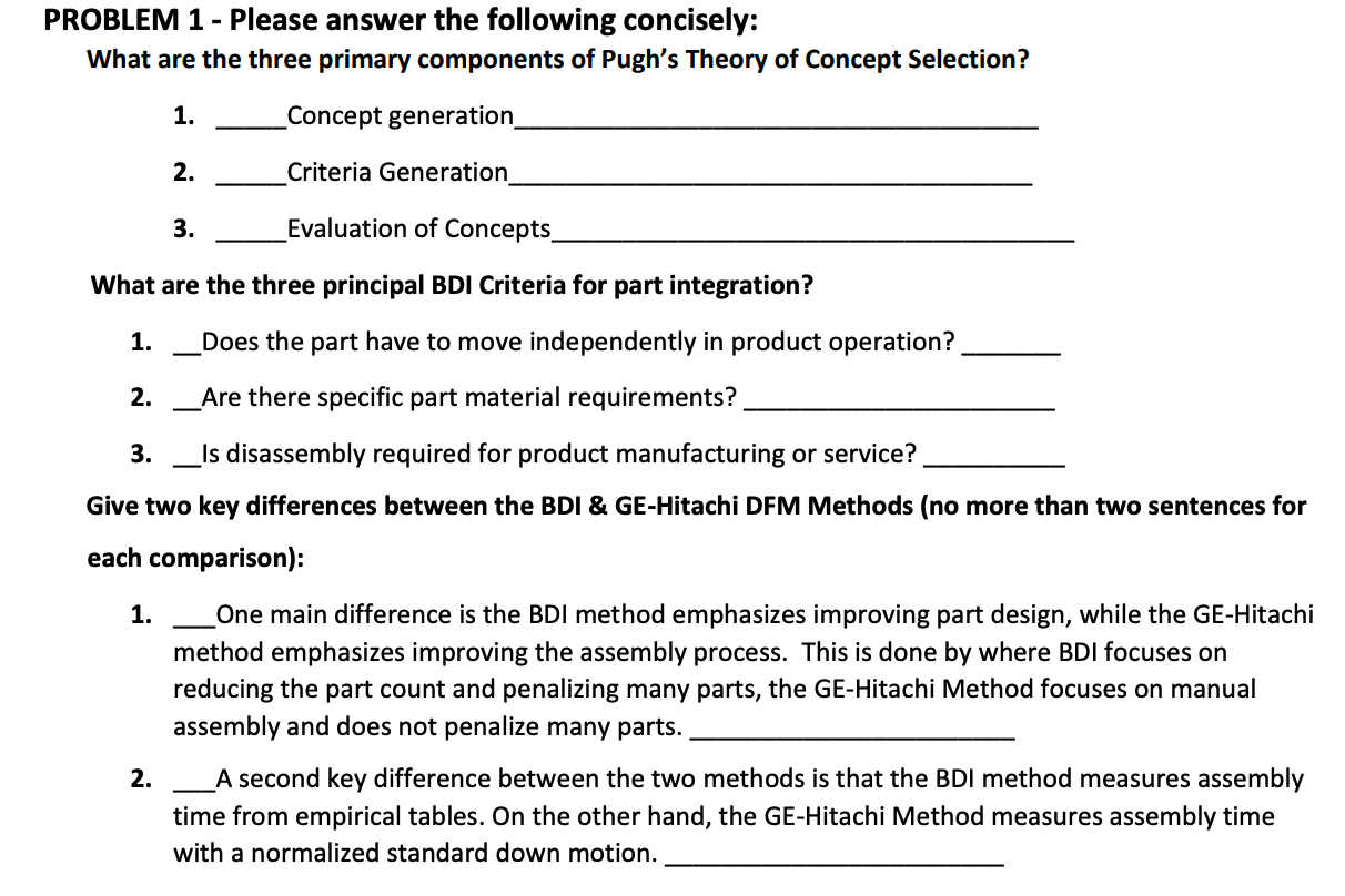 Solved Problem 1 Please Answer The Following Concisely 