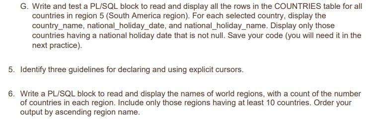 Solved 1. Write a PL/SQL block to produce a list of | Chegg.com