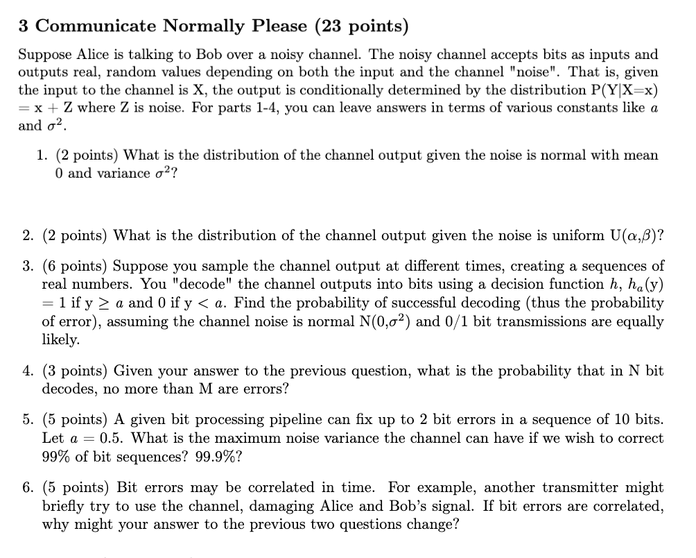 Solved 3 ﻿Communicate Normally Please (23 ﻿points)Suppose | Chegg.com