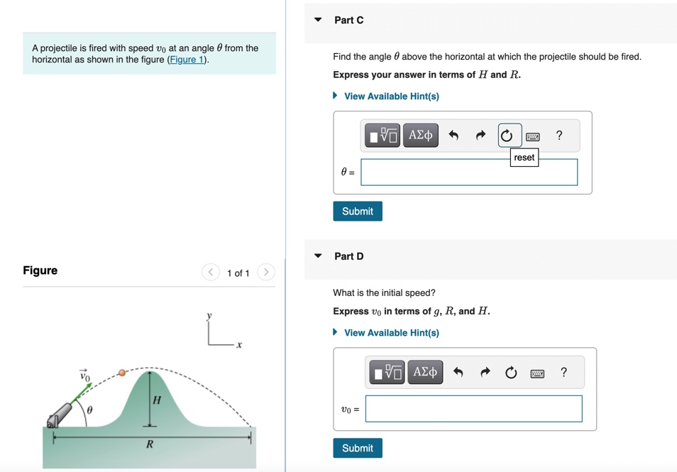 Solved A projectile is fired with speed v0 at an angle θ | Chegg.com