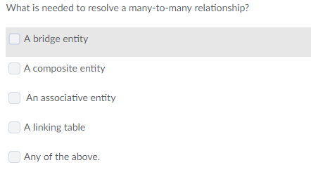 Solved What is needed to resolve a many-to-many | Chegg.com