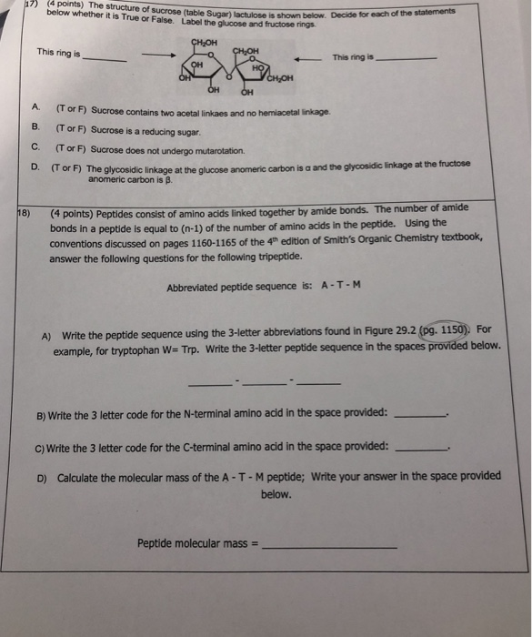 Solved below whether it is True or False. Label the glucose | Chegg.com