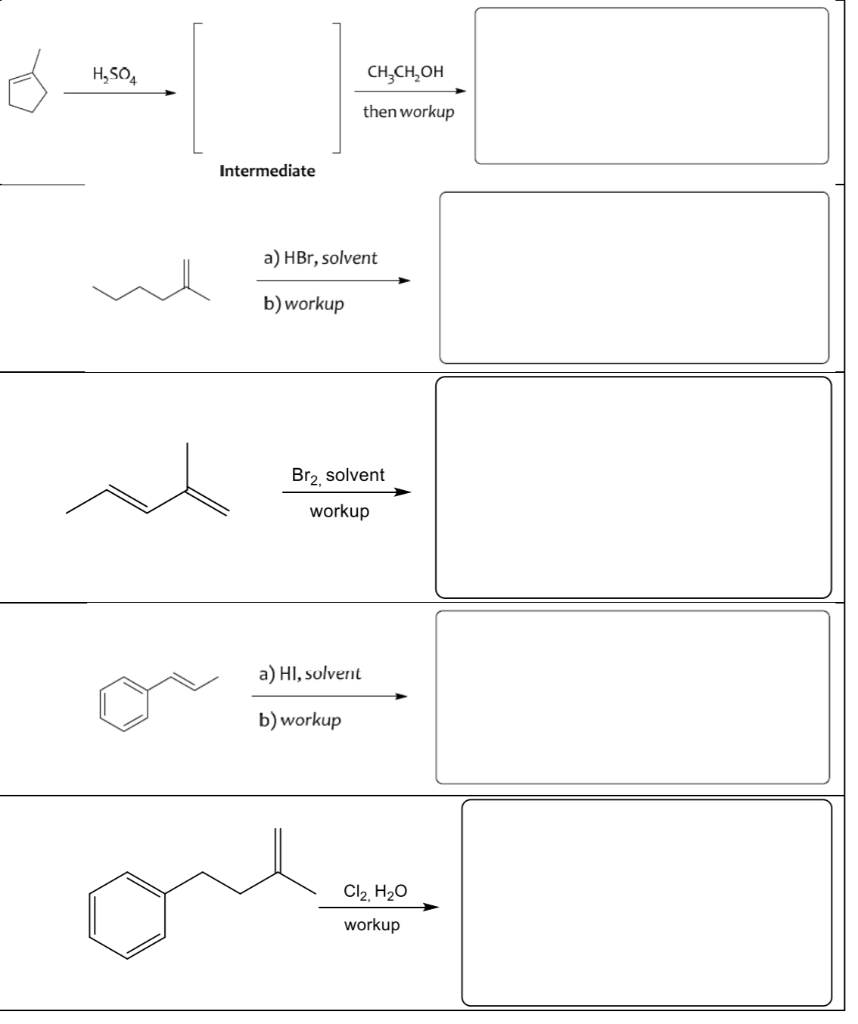 Solved H,504 CH,CH, OH then workup Intermediate a) HBr, | Chegg.com