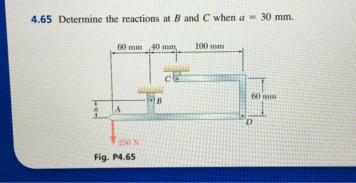 Solved 4 65 Determine The Reactions At B And C When A 30 Mm