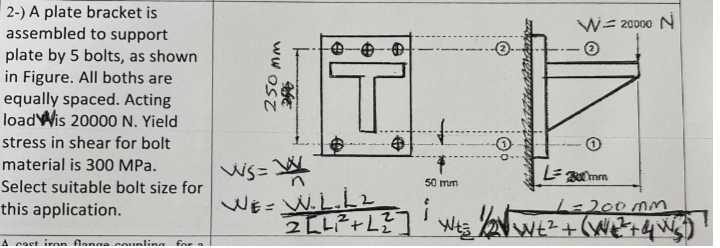Solved 2-) ﻿A plate bracket is assembled to support plate by | Chegg.com