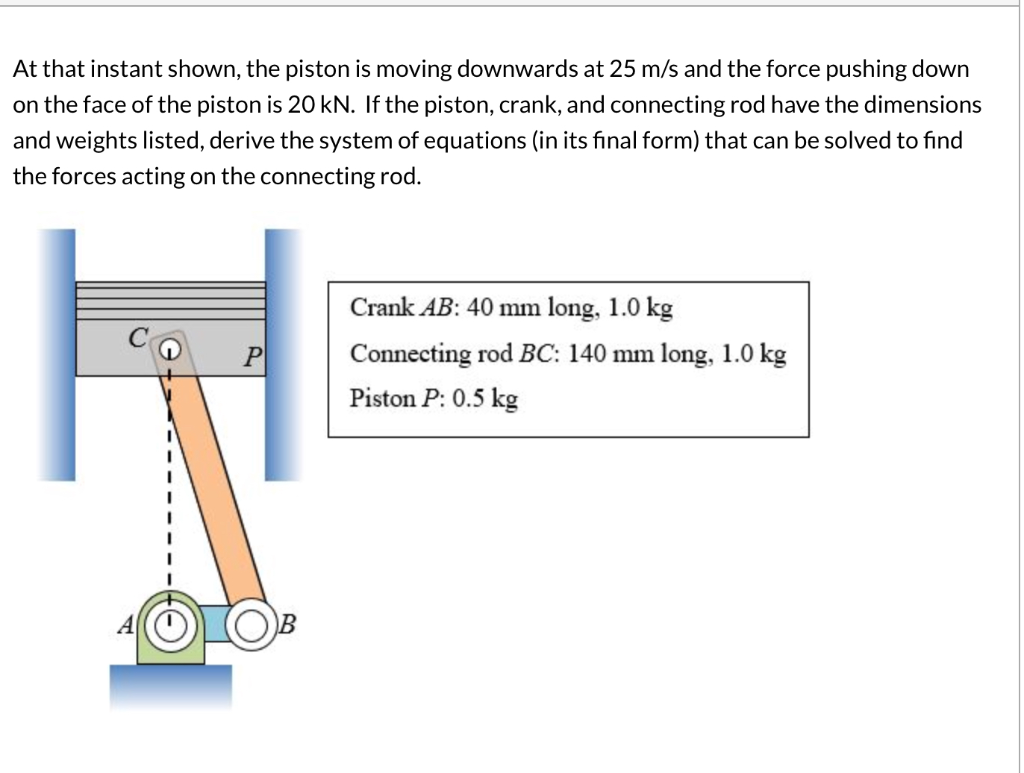 Solved At that instant shown, the piston is moving downwards | Chegg.com
