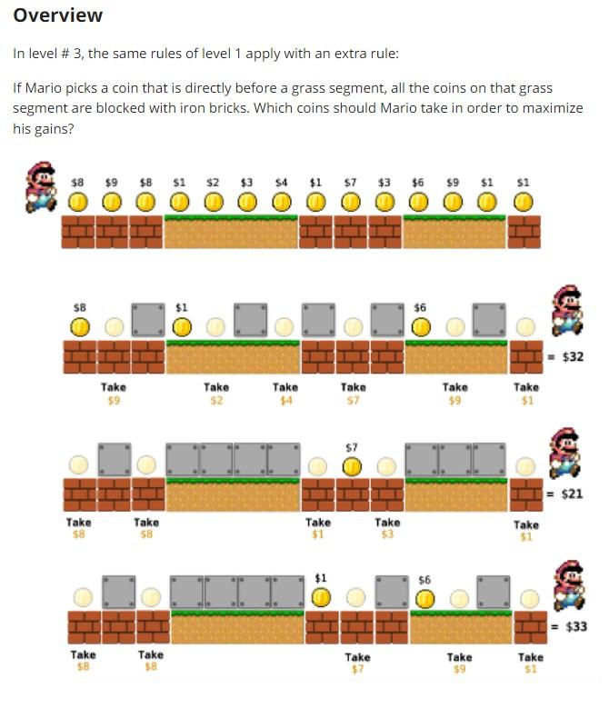 Solved Overview Super Mario is on the run collecting coins. | Chegg.com