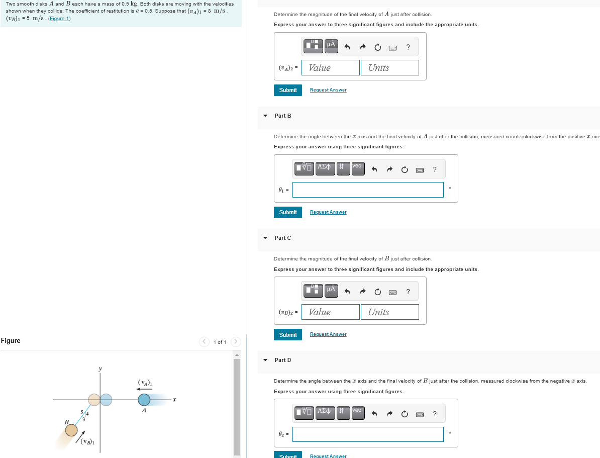 shown when they collide. The coefficient of | Chegg.com