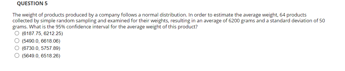 Solved The weight of products produced by a company follows | Chegg.com