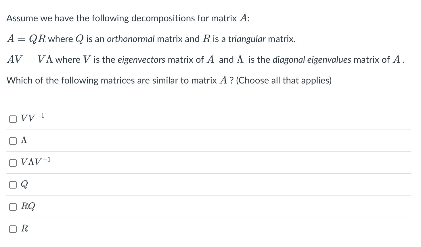 Solved Assume We Have The Following Decompositions For