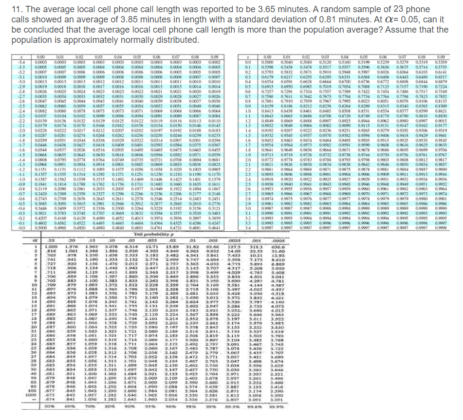 Solved 11 The Average Local Cell Phone Call Length Was Chegg