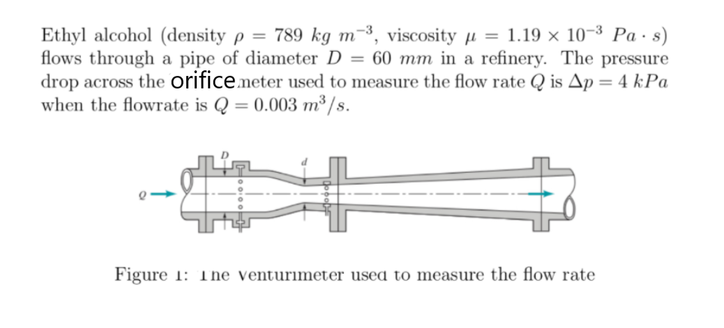 Ethyl alcohol (density ρ=789 kg m−3, viscosity | Chegg.com