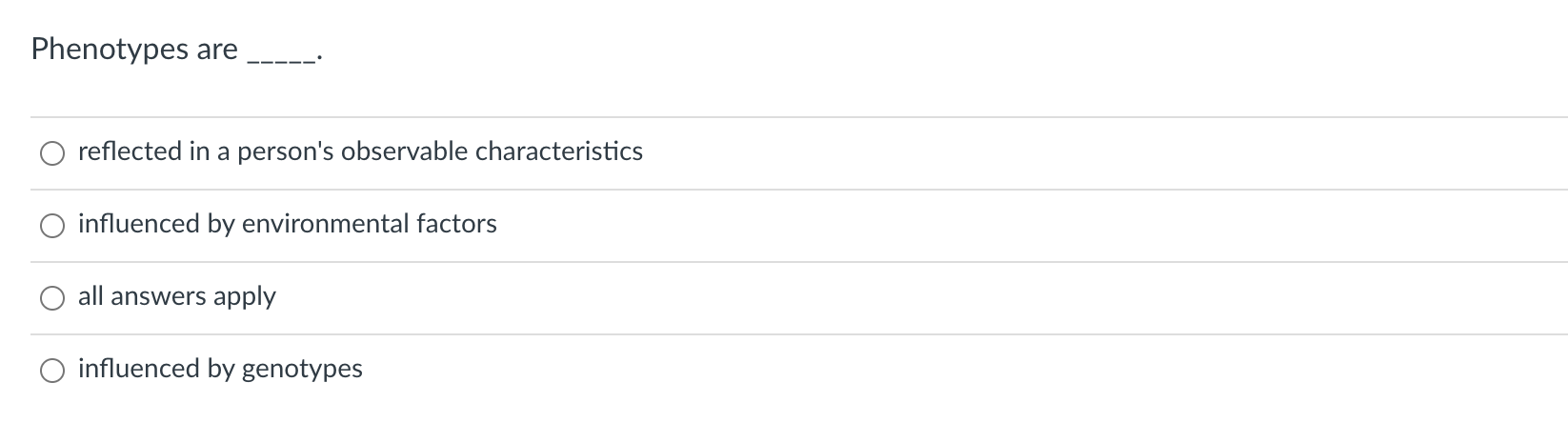 Solved Phenotypes are reflected in a person's observable | Chegg.com