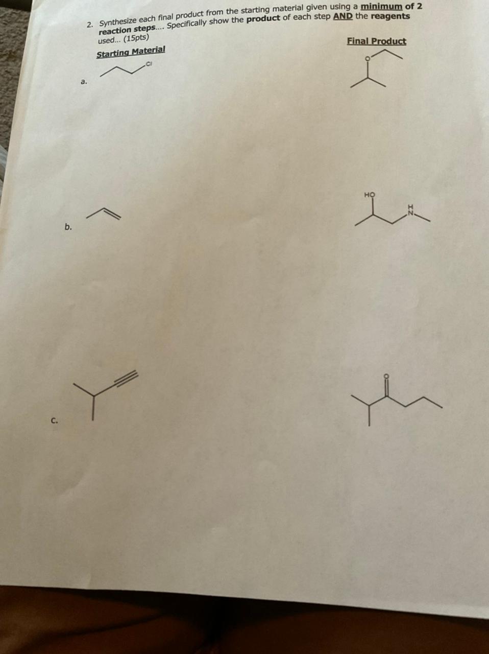 Solved 2. Synthesize each final product from the starting | Chegg.com