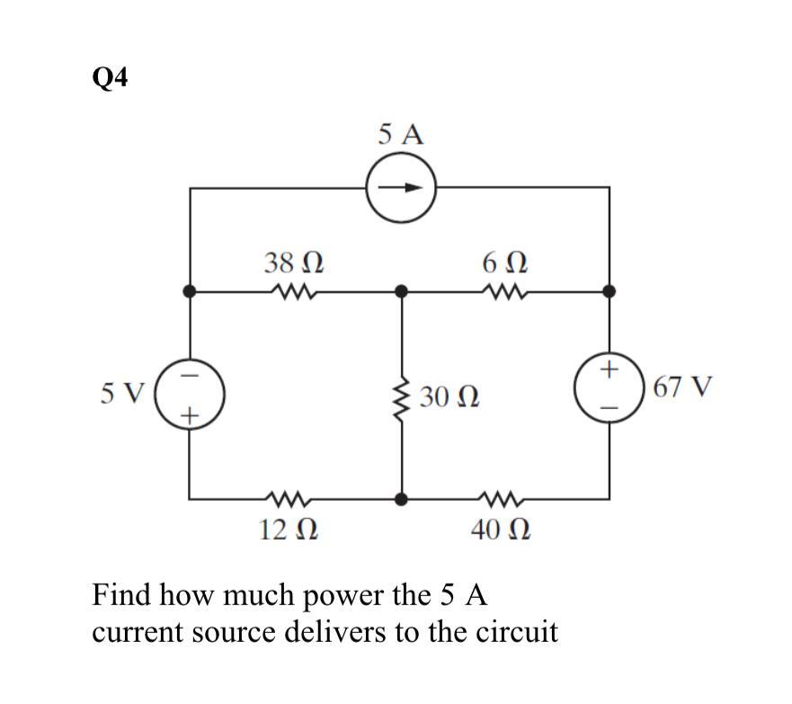 Solved Find how much power the 5 A current source delivers | Chegg.com