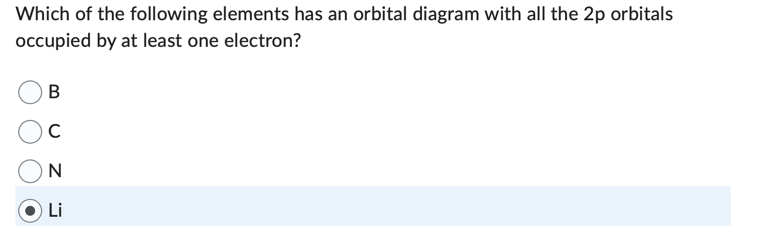 Solved Which of the following elements has an orbital | Chegg.com
