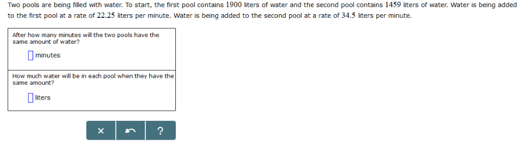 Solved Two pools are being filled with water. To start, the | Chegg.com