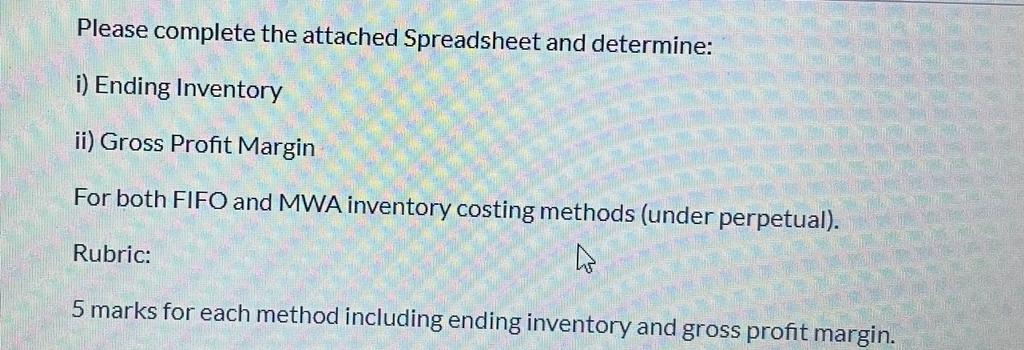 Solved Please complete the attached Spreadsheet and | Chegg.com