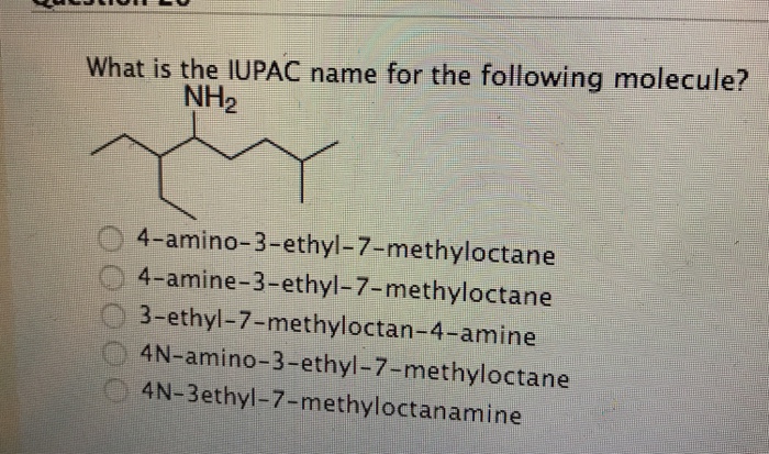 Solved What is the IUPAC name for the following molecule? | Chegg.com