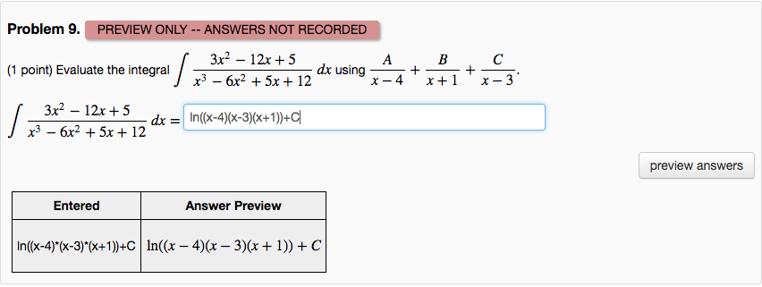 Solved Problem 9. PREVIEW ONLY -- ANSWERS NOT RECORDED | Chegg.com