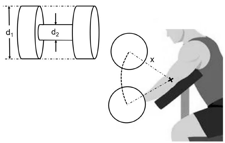 Solved A dumbbell for performing arm curls can be modelled | Chegg.com