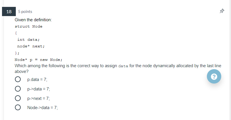 Solved 18 5 Points Given The Definition Struct Node Int 0000