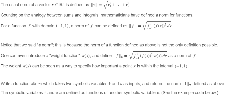 Solved The usual norm of a vector v∈Rn is defined as | Chegg.com