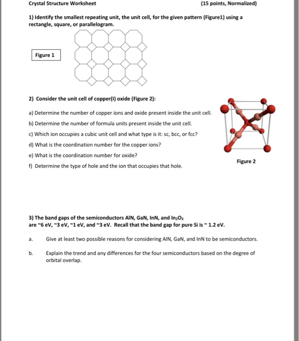 Solved Crystal Structure Worksheet (15 points, Normalized) | Chegg.com