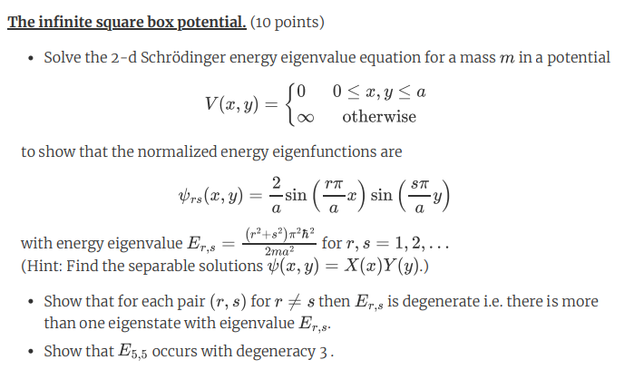 Solved The infinite square box potential. (10 points) - | Chegg.com