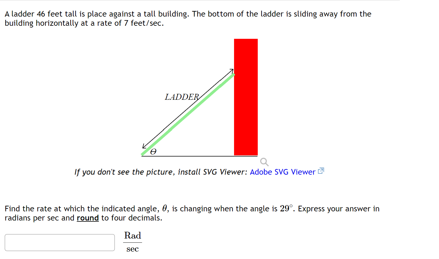 Solved A ladder 46 feet tall is place against a tall | Chegg.com