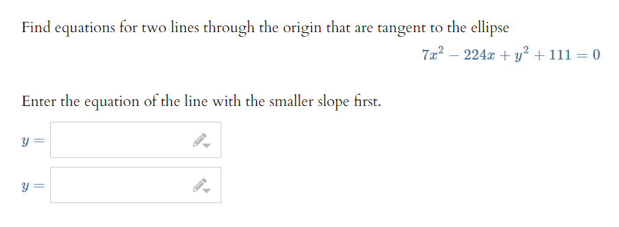 Solved Find equations for two lines through the origin that | Chegg.com