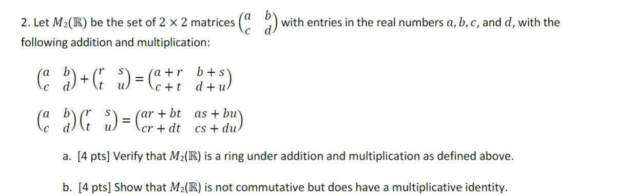 Solved Let M_(2)(R) be the set of 2\\\\times 2 matrices | Chegg.com