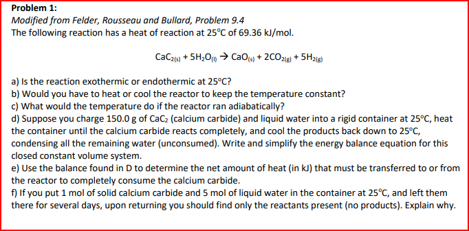 Solved Problem 1: Modified from Felder, Rousseau and | Chegg.com