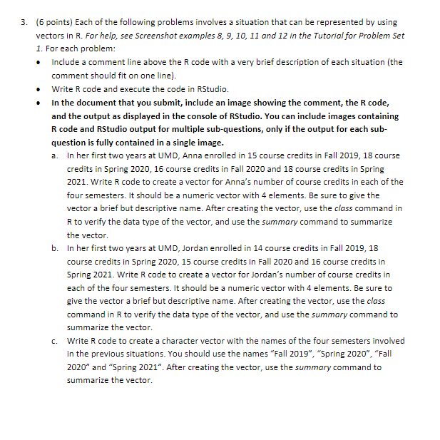 Solved 3. (6 points) Each of the following problems involves | Chegg.com