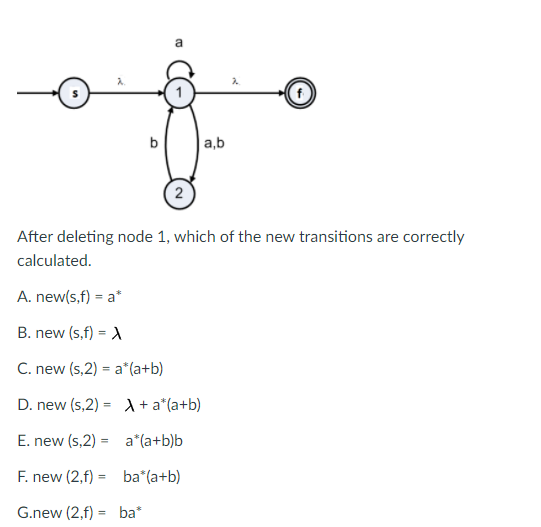 Solved After deleting node 1, which of the new transitions | Chegg.com