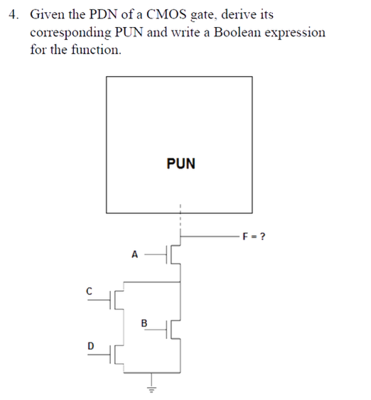 Solved 4. Given the PDN of a CMOS gate, derive its | Chegg.com