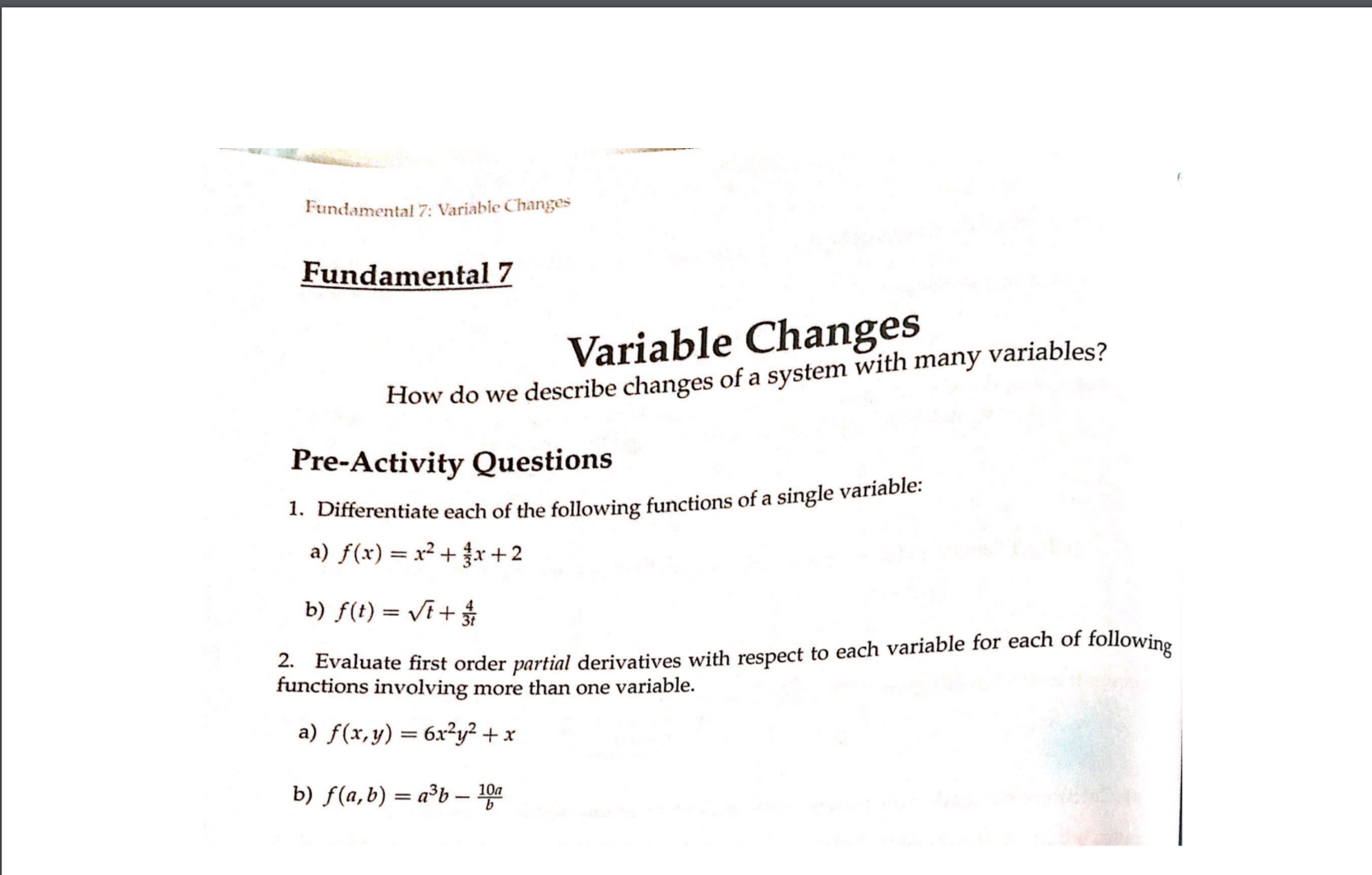 Solved Fundamental 7: Variable Changes Fundamental 7 | Chegg.com