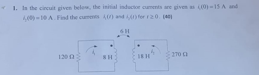 Solved 1. In the circuit given below, the initial inductor | Chegg.com