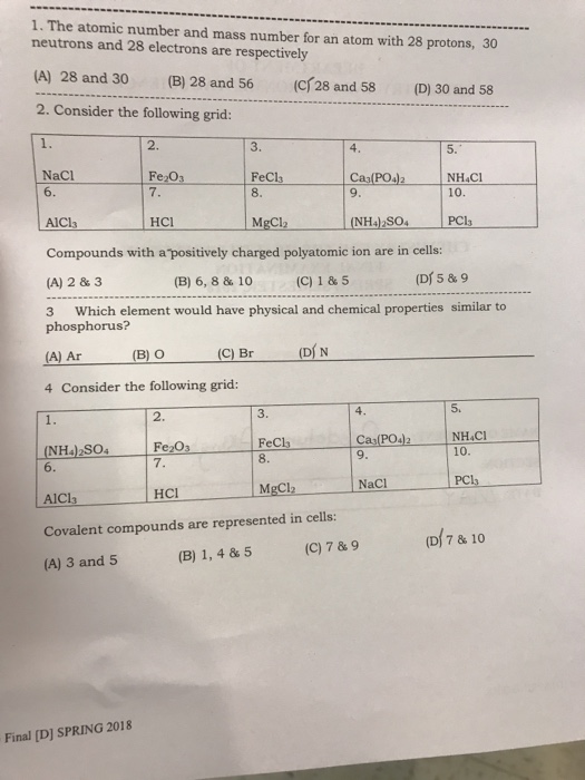 Solved 1.The atomic number and mass number for an atom with | Chegg.com