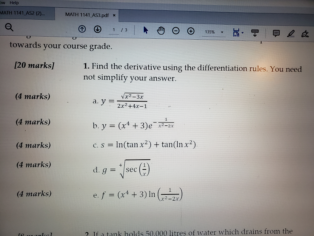 Solved Dw Help MATH 1141_AS2 (2)... MATH 1141_AS3.pdf * 1 13 | Chegg.com