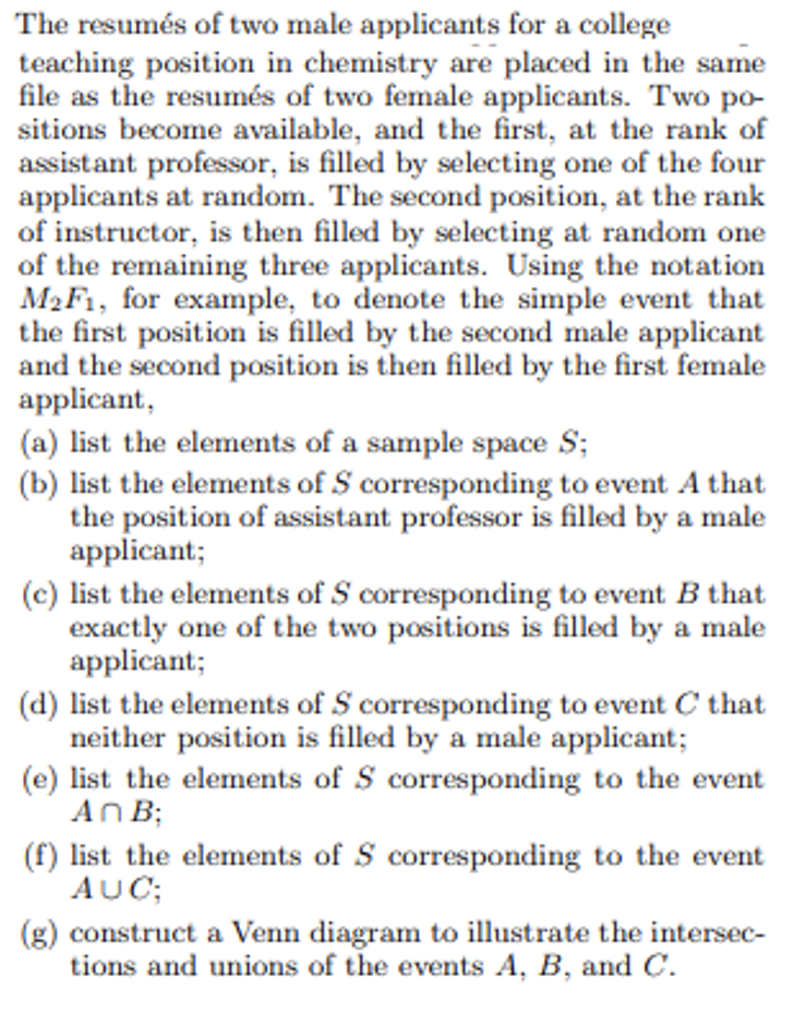 Solved The resumés of two male applicants for a college | Chegg.com