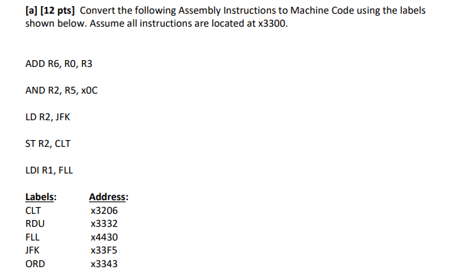 Solved [a] (12 pts] Convert the following Assembly | Chegg.com