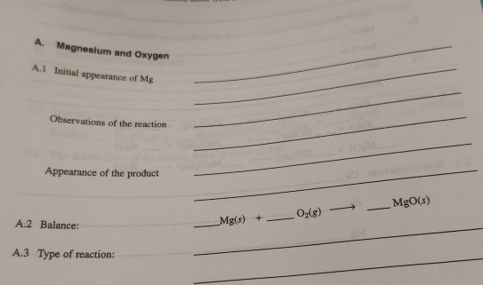 Solved A. Magnesium and Oxygen A.1 Initial appearance of Mg | Chegg.com