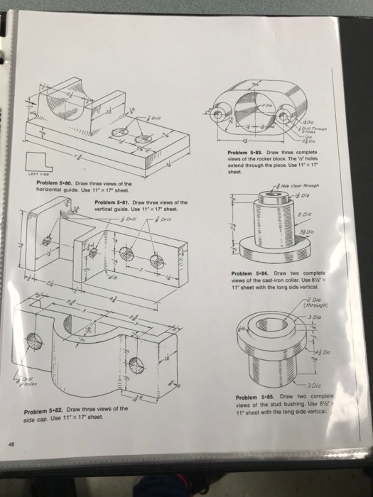Solved Problem 5-83 Draw three complete views of the rocker | Chegg.com
