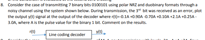 Solved 8. Consider the case of transmitting 7 binary bits | Chegg.com