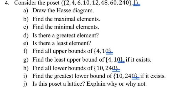 Solved Consider the poset , 叉)a) ﻿Draw the Hasse diagram.b) | Chegg.com