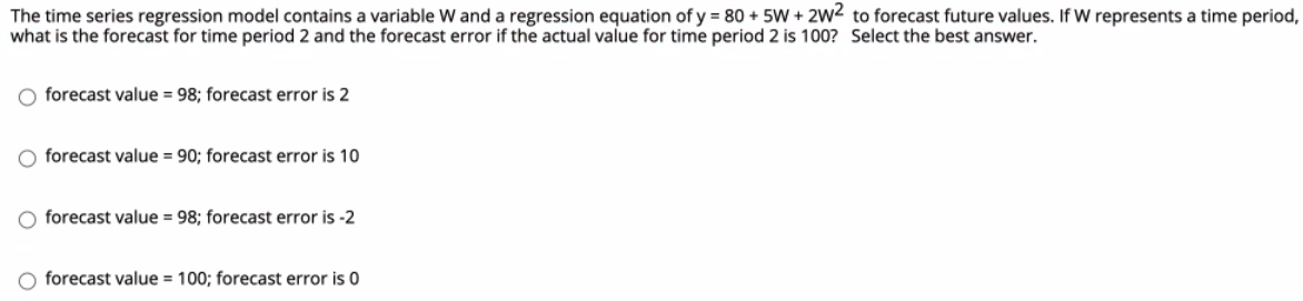 Solved The Time Series Regression Model Contains A Variable