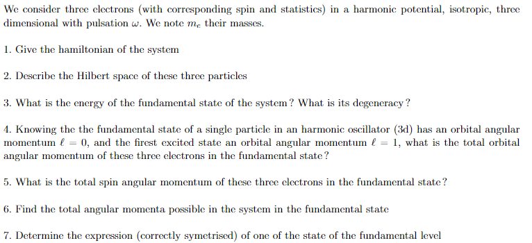 Solved We consider three electrons (with corresponding spin | Chegg.com