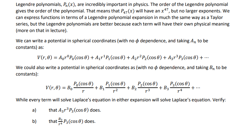 Solved Legendre polynomials, P(x), are incredibly important | Chegg.com